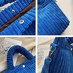 Nanwansu Small Corduroy Tote Bag for Women Cute Mini Tote Shoulder Bags Blue