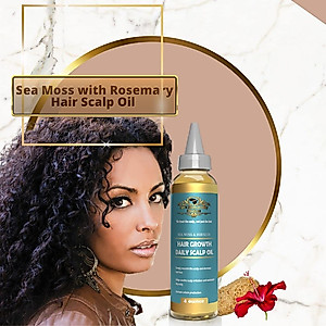 AK2 Hair oil for Curly, Wavy, Natural hair. Good for Braids. Hydrates and repairs, hair moisturizer for dry damaged hair. With Detangling Oils. (Sea Moss Rosemary & Hibiscus 4 oz.)