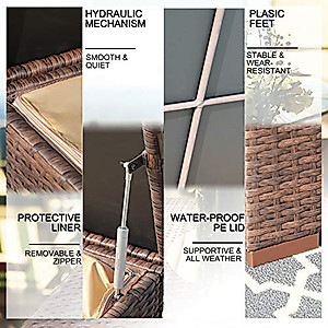 Super Patio Outdoor Patio Storage Box Waterproof, Wicker Storage Bin Deck Box for Cushions, Garden Tools, Pool Toys, 88 Gallon