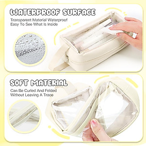 TOUCHCLOUD Large Capacity Pencil Case, Clear Handheld Multifunction Pencil Pouch Simple Stationery Bag Aesthetic Pen Bag for School Teen Girl Boy Office Adult