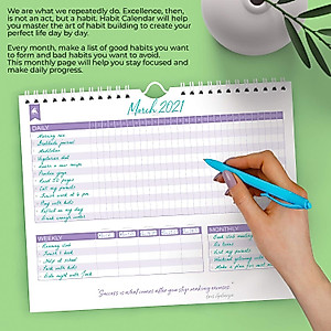 Clever Fox Habit Tracker Calendar – Inspirational Goal Tracker and Habit Calendar for Atomic Habits – Colorful Habit & Goal Planner Journal to Boost Productivity – 24 Months, 10″ x 8″ (Black)