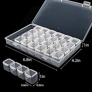Transparent Diamond Painting Storage, 24/28/42 Grids Containers Plastic Organizer Box for Jewelry Beads Studs Buttons