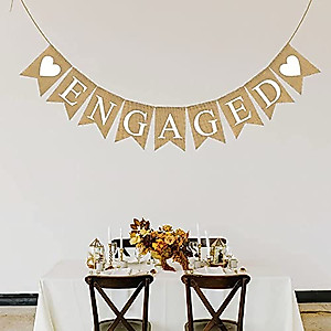 Engaged Burlap Banner Rustic Engagement Party Decorations Bunting Garland