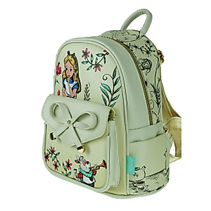KBNL Alice in Wonderland 11inches Vegan Leather Mini Backpack - A21730, Multicoloured,Medium