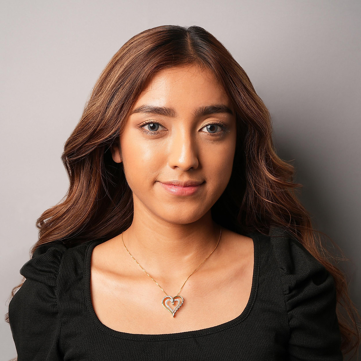 NATALIA DRAKE 1/3 Cttw Diamond Double Heart Necklace for Women in Yellow Gold Plated 925 Sterling Silver Color I-J/Clarity I2-I3