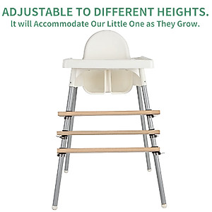 High Chair Footrest Compatible with IKEA Antilop - 100% Non-Slip Adjustable Accessories Wooden Foot Rest Compatible with Antilope Highchair Accessories Baby