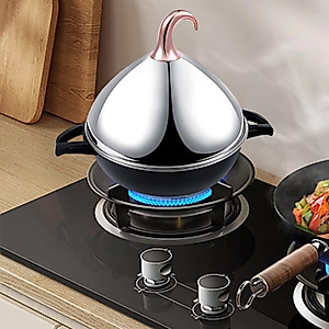 Stainless Steel Stockpot with Lid Tagines Pot Dual Handle Cookware Kitchen Cooking Pot Nonstick Soup Pot for Cooking Potting Sauce Soup Eggs, Argent