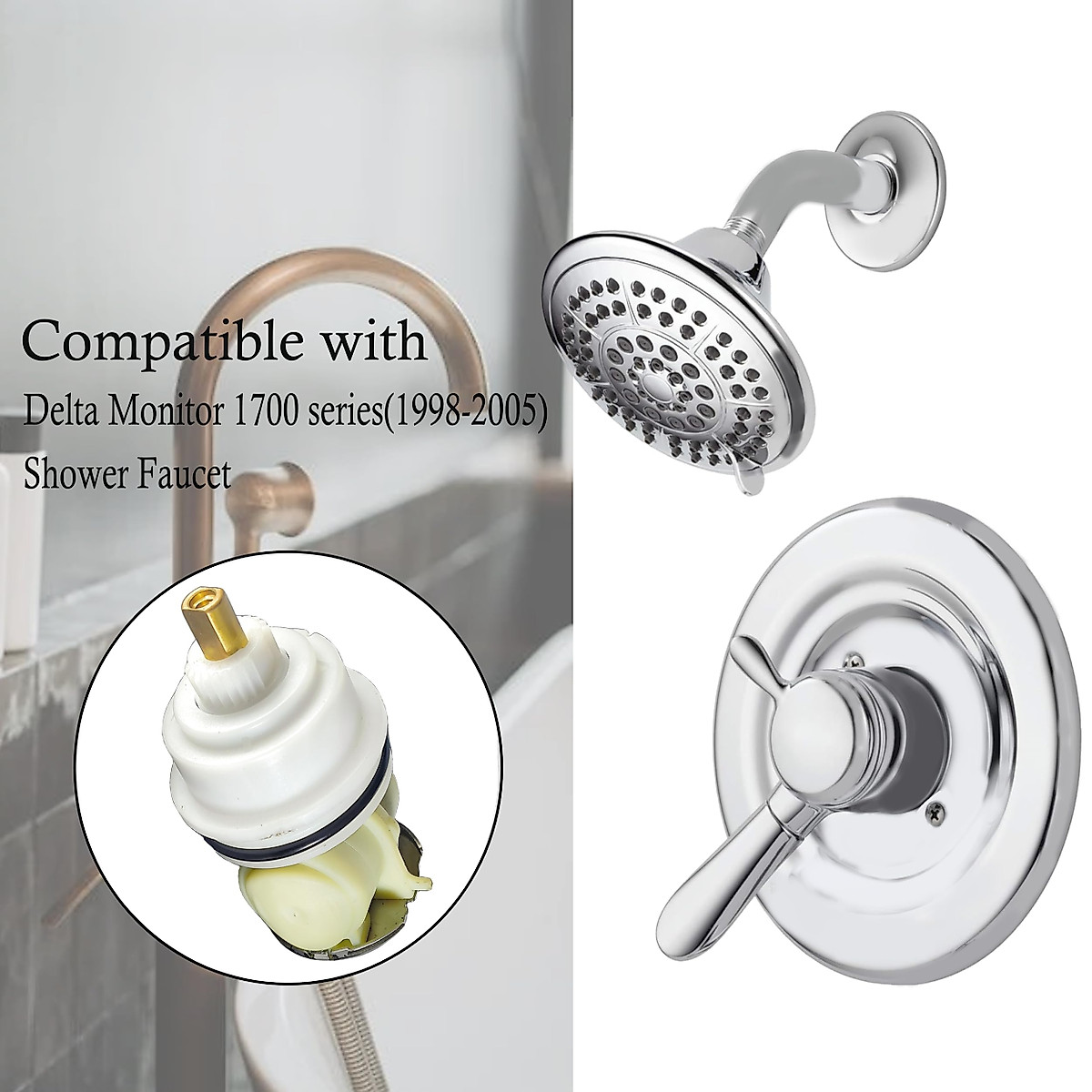 ALITZ RP32104 Shower Cartridge Replacement,compatible with Delta Monitor 1700 Series (1998-2005), compatible with Delta 1500/1700 Series made before 2006