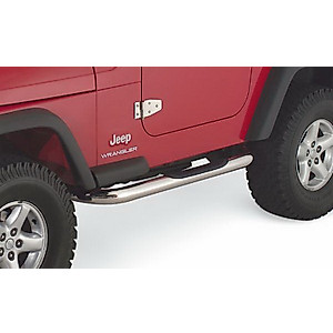 Rampage Step Bars with No-Slip Step Pad | Pair, 3" Round Bent Stainless Steel, Polished | 9425 | Fits 1987 - 2006 Jeep Wrangler YJ & TJ