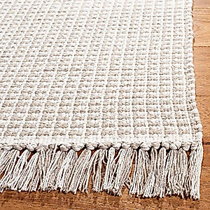 SAFAVIEH Montauk Collection Area Rug - 6' x 9', Ivory & Grey, Handmade Flat Weave Boho Farmhouse Cotton Tassel Fringe, Ideal for High Traffic Areas in Living Room, Bedroom (MTK340A)