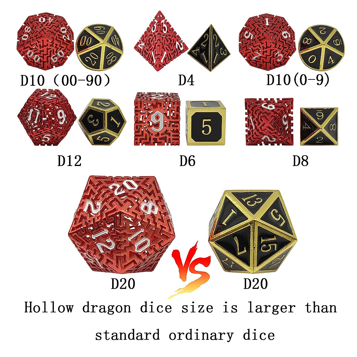 DND Polyhedral Hollow Metal Dice Set RPG Maze Design D&D Dungeons and Dragons D and D MTG Weighted Pathfinder Board Game D4 D6 D8 D10 D% D12 D20 (with Free Metal Storage Box) Dice-Blue
