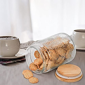 Jucoan 4 Pack 24oz Vintage Glass Jar with Lid, Retro Glass Storage Jar Canister with Airtight Wooden Lid, Glass Canister Container for Coffee Beans, Dried Food, Kitchen Pantry