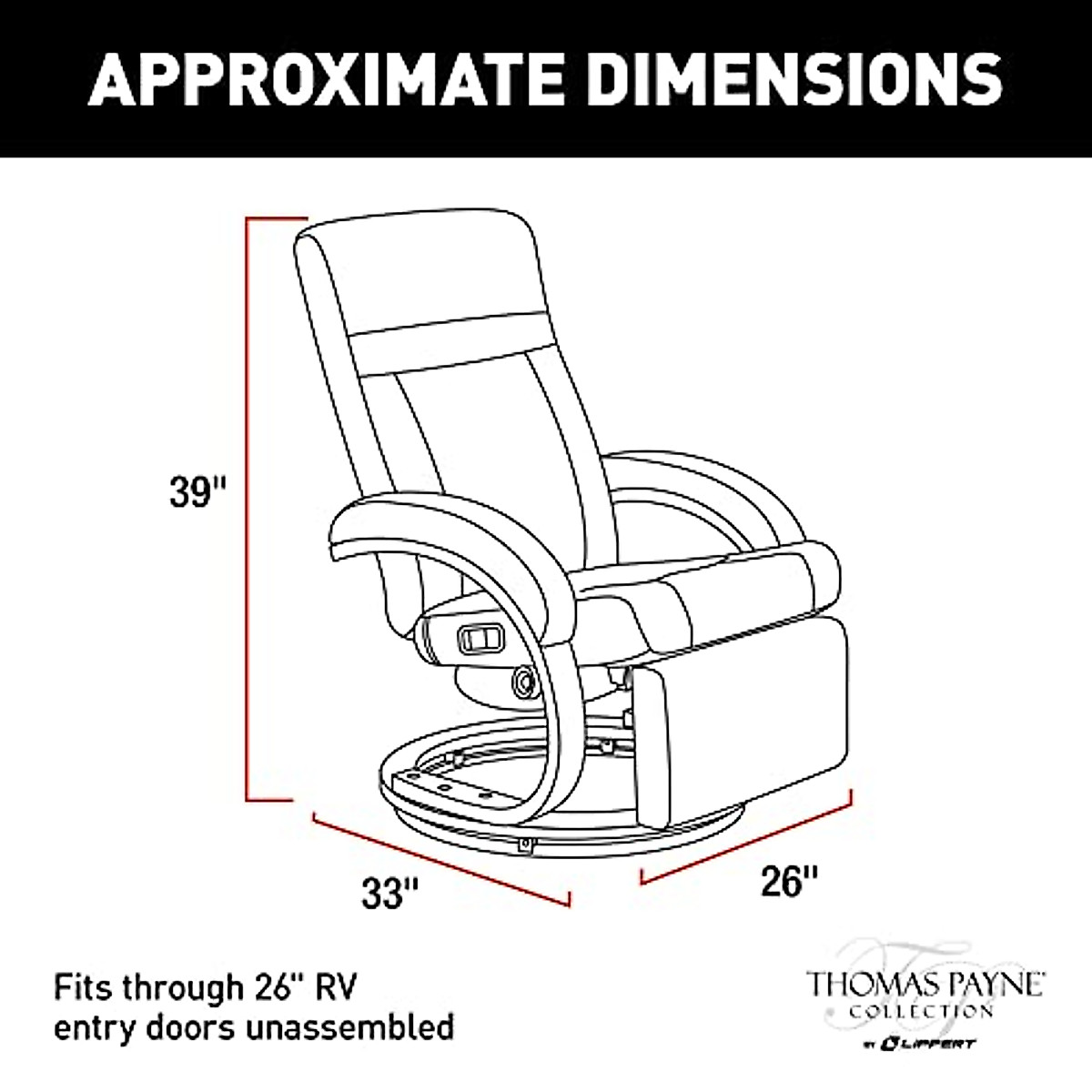 Thomas Payne RV Euro Recliner with Footrest , Vinyl - Millbrae