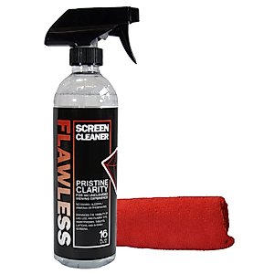 Flawless Screen Cleaner Spray with Microfiber Cleaning Cloth for LCD, LED Displays on Computer, TV, iPad, Tablet, Phone, and More (Single)
