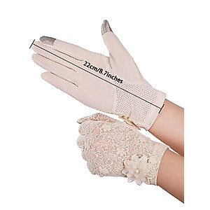 3 Pairs Women Lace Gloves Dress Gloves Floral Lace Gloves for Tea Party Wedding Dinner(Black, White, Skin Color)