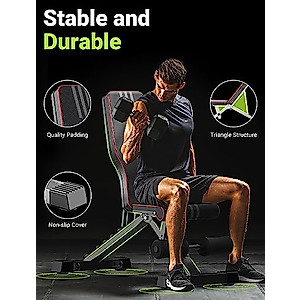 Yoleo Adjustable Weight Bench for Full Body Workout; Foldable Bench Press Bench of Home Gym Strength Training; Incline Decline Flat Utility Workout Bench with Quick Folding& Fast Adjustment (Black)