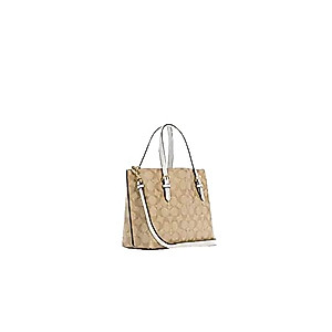 COACH Leather Mollie Tote 25 (IM/Light Khaki/Chalk)