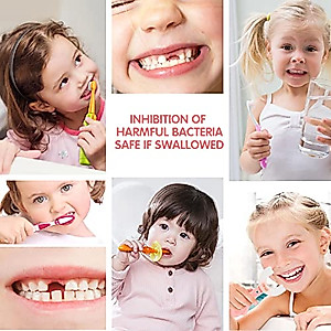 Foam Toothpaste Kids, Toddler Low Fluoride Toothpaste with Natural Formula to Reduce Plaque, Children Whitening Foaming Toothpaste for U Shaped Toothbrush for Kids Ages 3 and Up (Peach)