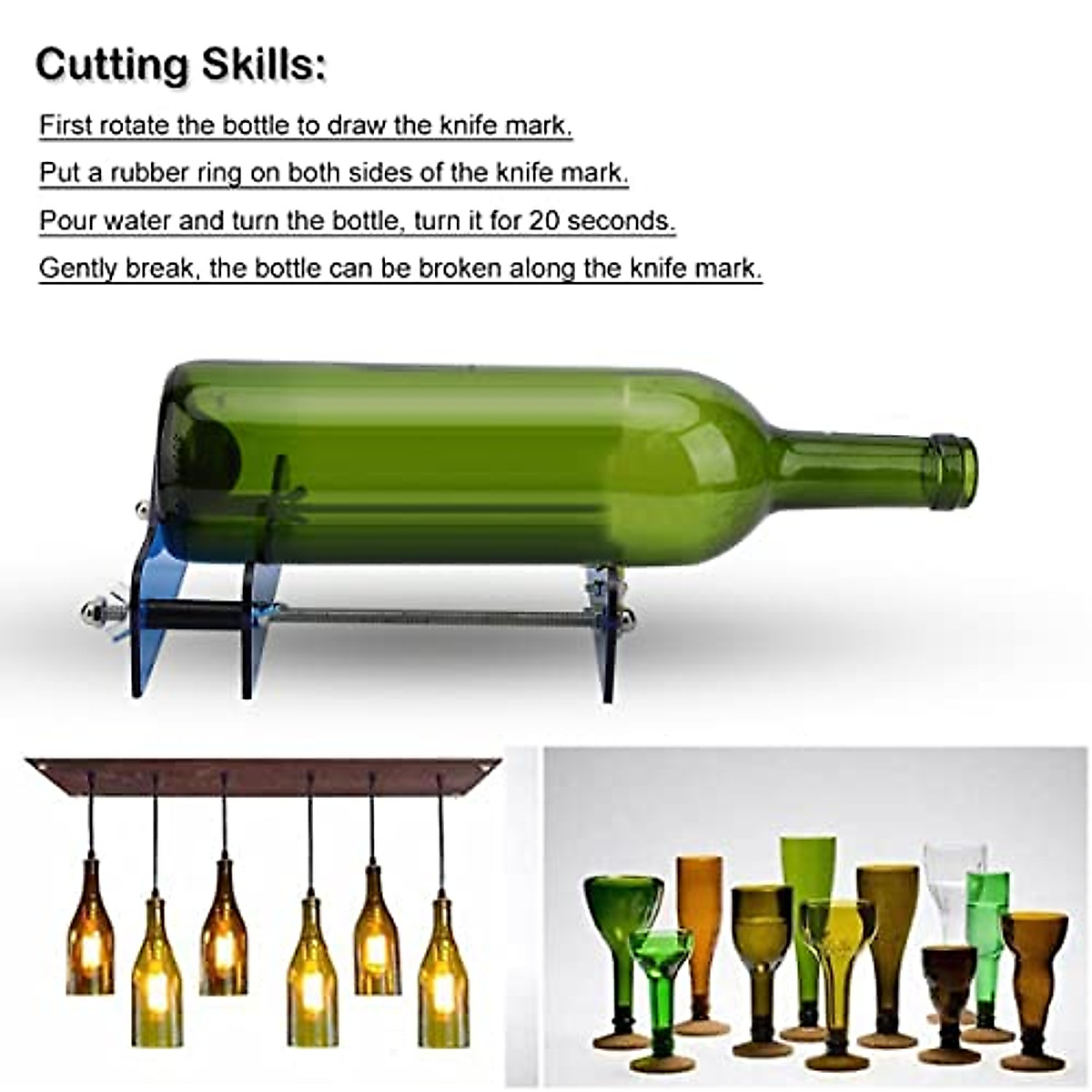 Glass Bottle Cutter, Mini Portable Glass Bottle DIY Craft Tool, Bottle Cutter & Glass Cutter Kit for Cutting Wine, Beer, Whiskey, etc