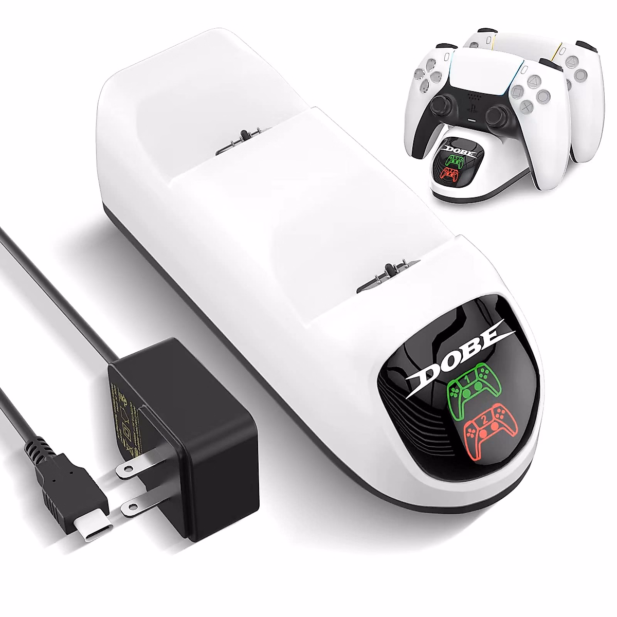 ECHZOVE PS5 Controller Charging Station, PS5 Controller Charger with Power Adapter, Playstation 5 Charger Station with LED Indicator