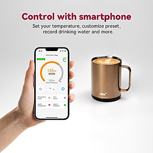 CERA+ Temperature Controlled Smart Mug 2, Self-Heating Coffee Mug with Lid, 90 Minutes Battery Life, APP or Manual Control, Gift-Packing(Brown - 14 oz)