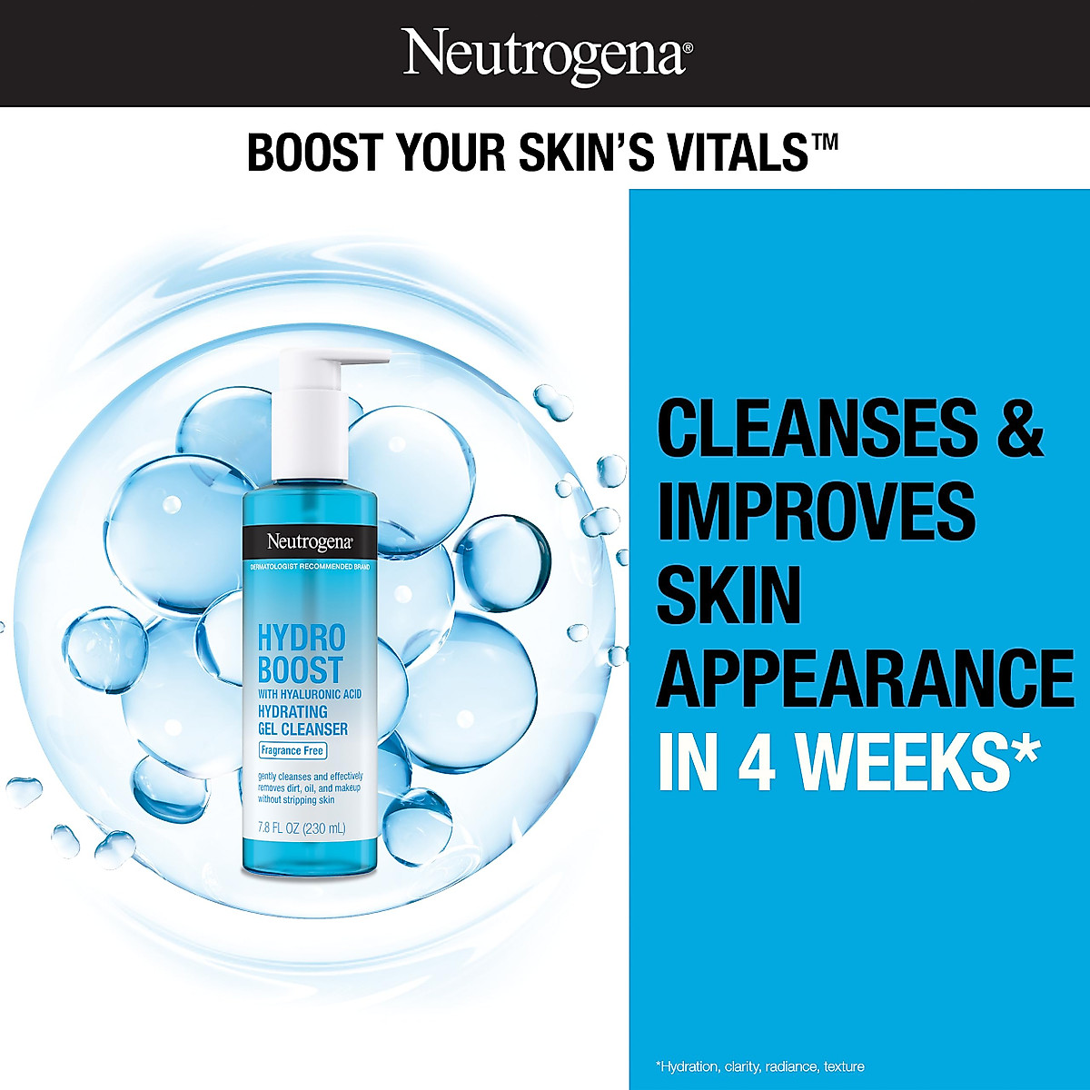 Neutrogena Skin Vitals Hydrating Duo, Hydro Boost Facial Cleanser, 7.8 fl. oz, & Hydro Boost Water Cream Face Moisturizer, 1.7 fl. oz, Fragrance Free Skincare with Hyaluronic Acid, 2 Items