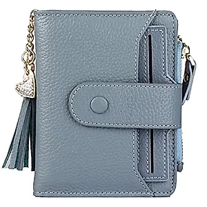 ZOOEASS Women's RFID Mini Soft Leather Bifold Wallet With ID Window Card Sleeve Coin Purse(blue)