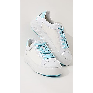 Tory Burch Women's Ladybug Sneakers, Titanium White/Island Blue, 8 Medium US
