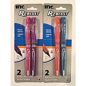 R2 Blast Gel Rollerball 0.7mm Colored Gel Pen Set: 4 Items Including Gel Pens in the Following Colors: Pink Purple Orange Blue (4 Pens Total)