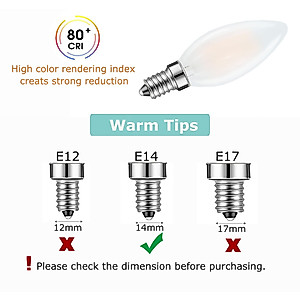 Lamsky E14 LED Bulb European Base 4W LED Chandelier Light Bulbs Dimmable 40W Equivalent,110V 2700K Warm White,Frosted Glass Decorative Bulb,6 Pack