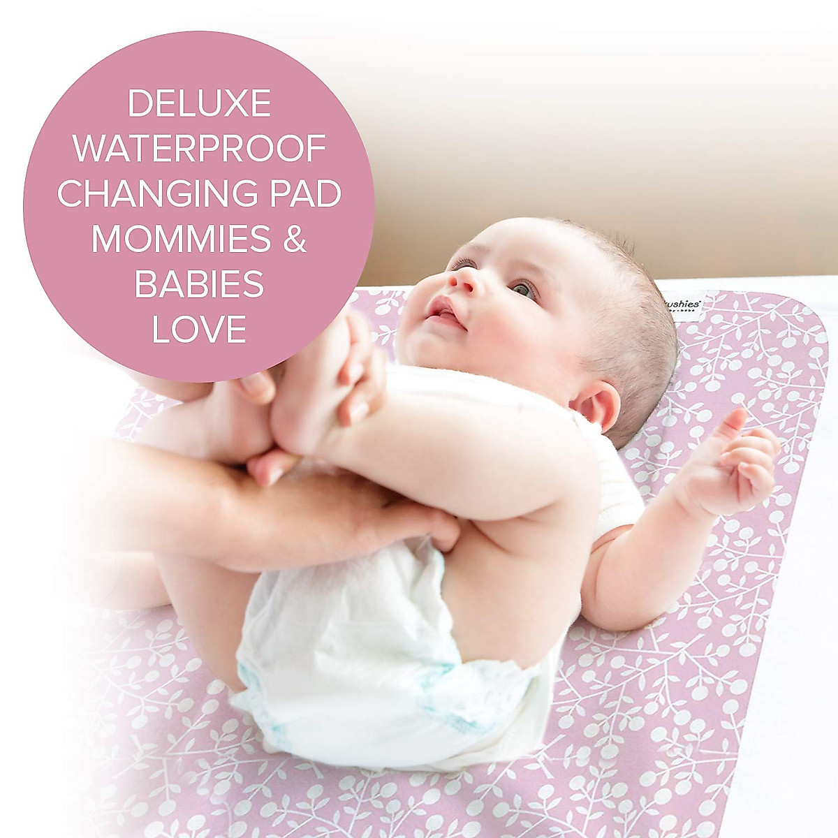 Kushies Deluxe Waterproof Changing Pad Liners - 20 x 30 inches Baby Changing Table Liners - Baby Changing Pads - Diaper Changing Flat Liner Pad Waterproof Portable (Pink Berries)