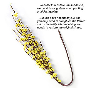 Starryle 10Pcs 29.5'' Long Artificial Flowers Stem Fake Jasmine Flower Faux Jasmines Plant for Home Bathroom Living Room Farmhouse Wedding DIY Flower Vase Decor (Yellow)