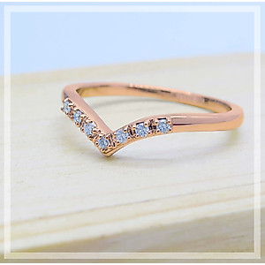 Dazzlingrock Collection 0.10 Carat (ctw) Round White Diamond 7 Stone Chevron Wedding Ring for Her in 14K Rose Gold Size 6