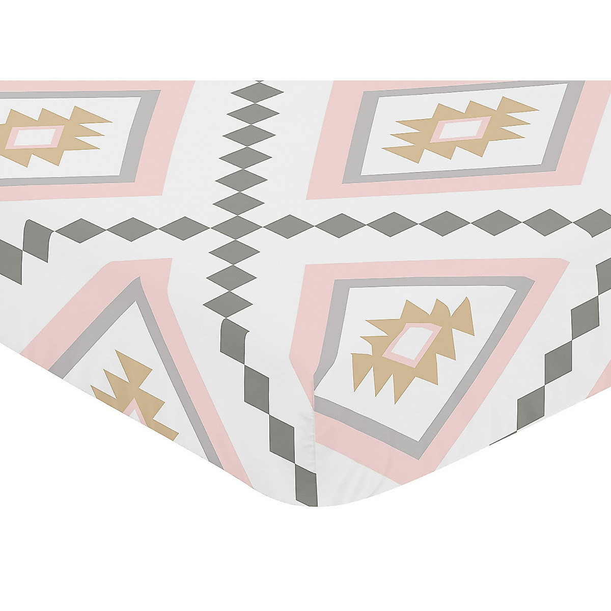 Blush Pink and Grey Boho Baby or Toddler Fitted Crib Sheet for Aztec Collection by Sweet Jojo Designs