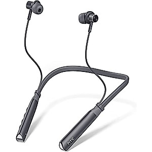HTC Wireless Earphones, Bluetooth 5.2 Neckband Earphones Press Control with ANC, Active Noise Cancellation and ENC, Long Working Distance IPX5 Water Resistant, Running Earphones - Gray