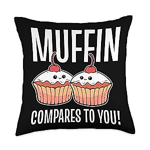 Muffin Compare Funny Chef Throw Pillow, 18x18, Multicolor