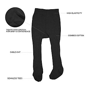 Namektch Baby Girls Tights, Seamless Knit Cotton Leggings Pants Infant Toddler Girl Stockings (Black, 1-2 Years)