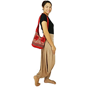 Lovely Creations's Hippie Boho New Elephant Crossbody Bohemian Gypsy Sling Shoulder Bag"Small" Size (D Brown)