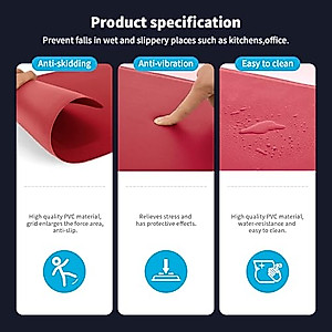 Art3d Anti Fatigue Mat - 1/2 Inch Cushioned Kitchen Mats - Comfort & Non Slip Cushion for Standing Desk, Office or Garage Floor (17.3"x28", Red)