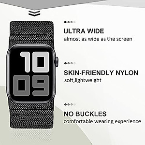 Ultra Wide Solo Loop Bands Compatible With Apple Watch Band 49mm 38mm 40mm 41mm 42mm 44mm 45mm, Nylon Stretchy Braided Elastic Sport Women Men Strap for iWatch Series Ultra 8 7 6 5 4 3 2 1 SE, 3 Packs
