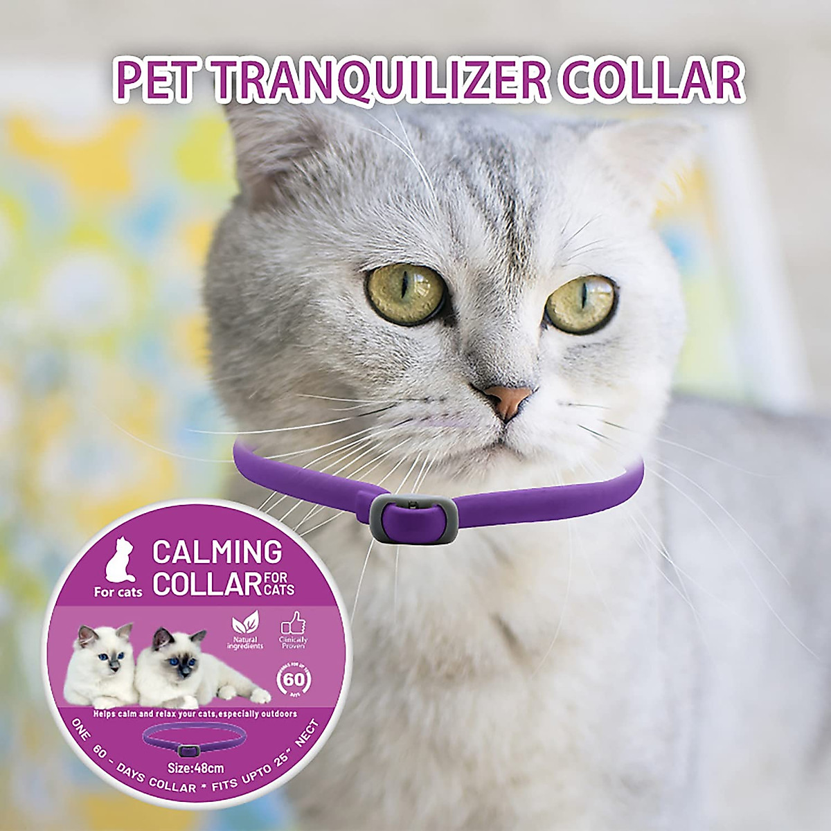 Pets4Luv Calming Collar for Cats - Pheromone Calm Collars, Anxiety Relief Fits Small Medium and Large Cat - 2022 New Version - Adjustable and Waterproof with 100% Natural 3Packs