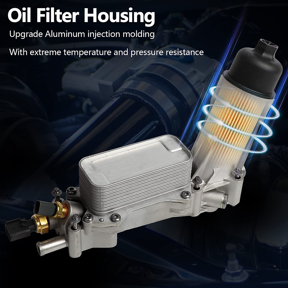 Aluminum Oil Filter Housing Engine Oil Cooler For 2011-2017 Dodge Charger Durango Challenger Journey Jeep Wrangler Cherokee Chrysler 200 300 Ram ProMaster 3.6L V6 for 926-876 926-959 68105583AF