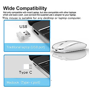2.4G USB C Receiver Wireless Mouse for Computer Chromebook for Microsoft Laptop Mac DELL HP iMac MacBook Pro Air Win7 8 10 11