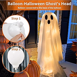 Large Lighted White Cloth Ghosts | Large Lighted Standing White Cloth Ghosts | Halloween Home Courtyard Lawn Party Decoration Halloween Outdoor Decoration | Halloween Light Up Decorations Outdoor