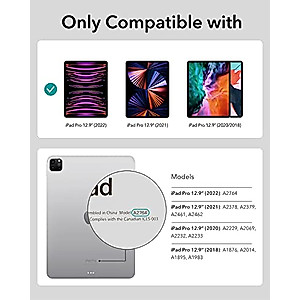 ESR iPad Keyboard Case for iPad Pro 12.9 inch (3rd, 4th, 5th, 6th Generation), Easy-Set Floating Cantilever Stand, Precision Multi-Touch Trackpad, Multi-Color Backlit Keys, Magic Keyboard, Black