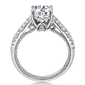 Gem Stone King 925 Sterling Silver Cushion 7MM Gemstone Birthstone and White Created Sapphire Engagement Ring | Wedding Engagement Anniversary Promise Ring For Women