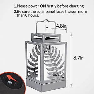 Walensee Solar Lights Outdoor with Flickering Flame (2Pack Grey) Upgrade Metal Solar Powered Lantern Landscape Leaf Decorative Hanging Lighting Waterproof LED Umbrella Light for Patio Garden Deck Yard