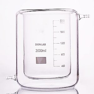 DONLAB CFN-2000 Glass 2000ml/2L Graduated Flat-Bottom Low-Form Jacketed Beaker Double-Layer Lab Reaction Beaker
