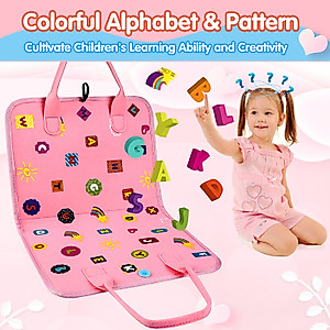 GIFTINBOX Toddler Busy Board Montessori Toys Basic Skills Board for Toddlers Learning Dress, Educational Learning Toys, Bag Designed Enlighten Toy for Infants, Boys and Girls 3 4 5 Year Old-A