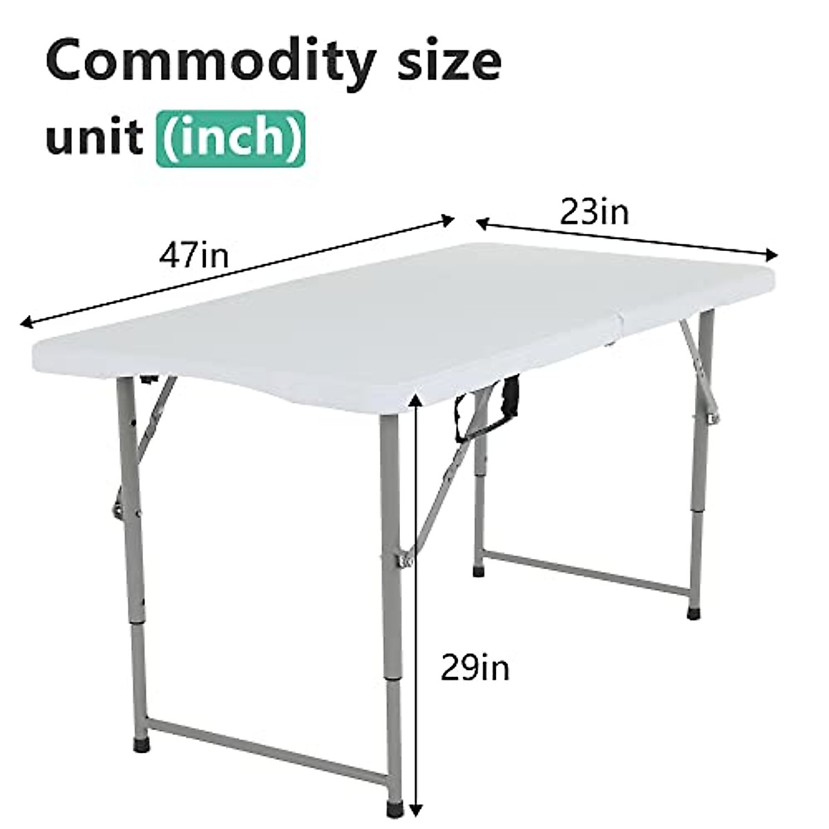 FDW Folding Table 4FT Picnic Table Adjustable Height Plastic Table Camping Table Office Table for Home Office Party Picnic